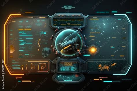 User Interface Or Gui Of Sci Fi Space Game Hud Shuttle Spacecraft