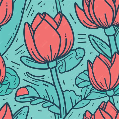 Premium Vector Tulips Pattern Background Wallpaper