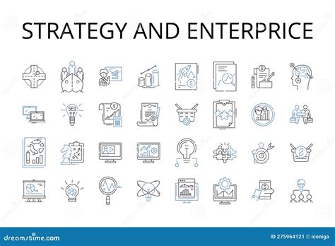 Strategy And Enterprice Line Icons Collection Tactic Plan Approach
