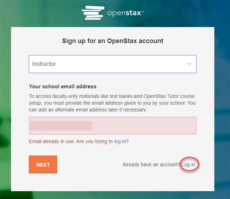 Email Already In Use Log In Message