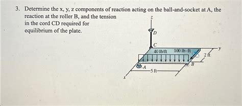 solved determine the x y z ﻿components of reaction acting on