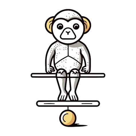 Premium Vector Monkey Balancing On Scales Vector Illustration Of
