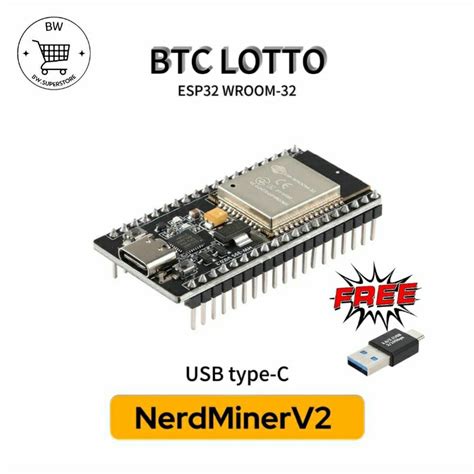 BTC LOTTO ESP32 WROOM 32 USB Type C เครองขดบทคอยน BITCOIN LOTTERY Nerd Miner แถมฟร Adapter