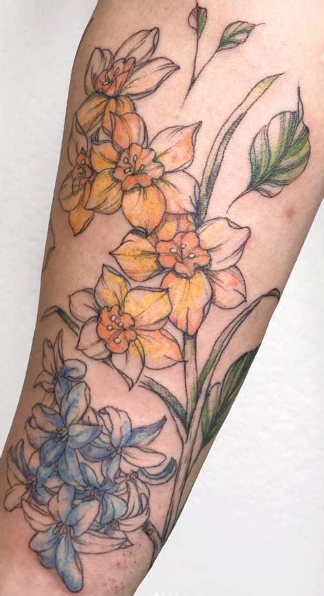 Narcissus Flower Tattoo With Name