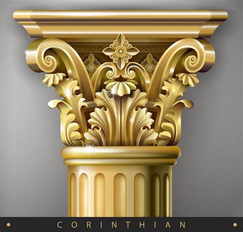 Golden Capital Of The Ionic Column 1220977 Vector Art At Vecteezy