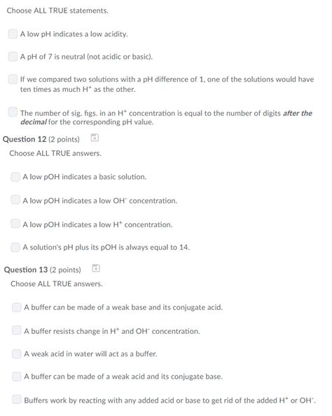 solved choose all true statements a low ph indicates a low
