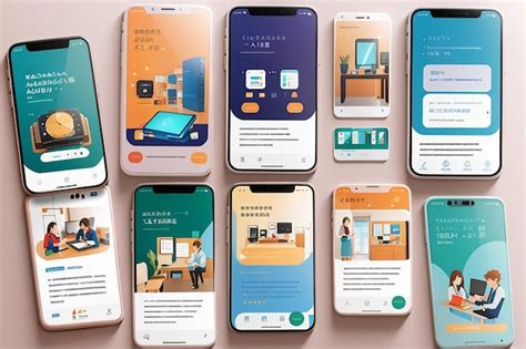 Premium Ai Image A Set Of Smartphone Mockups For A Language Learning Platform Showcasing
