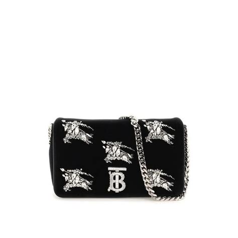 Burberry Bags Burberry Lola Small Bag In Velvet With Crystals