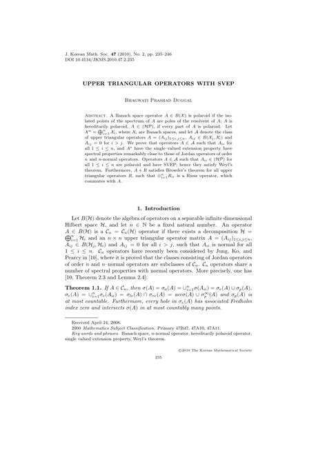 Pdf Upper Triangular Operators With Svep