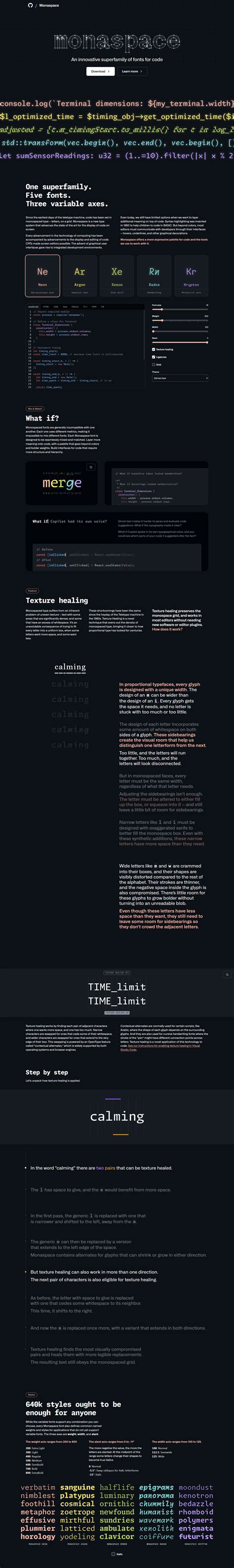 Monaspace Type System Free Monospaced Fonts Theme UI