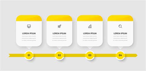 Timeline Infographic Template Design With Yellow Color Rounded Rectangle 4 Numbers And Icons