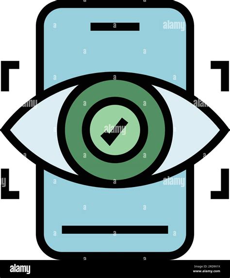 Eye Recognition Icon Outline Vector Scan Identity Biometric Id Color
