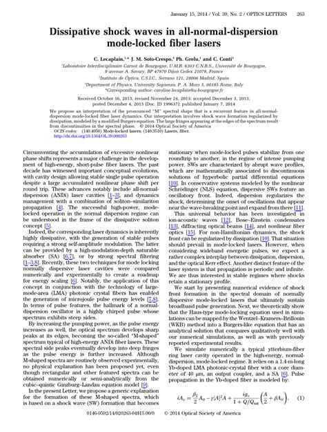 Pdf Dissipative Shock Waves In All Normal Dispersion Mode Locked Fiber Lasers
