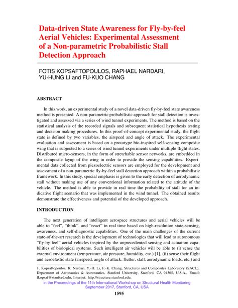 Pdf Data Driven State Awareness For Fly By Feel Aerial Vehicles Experimental Assessment Of A