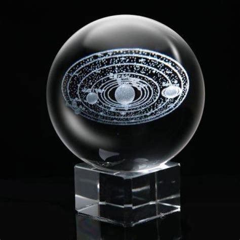 3d Solar System Crystal Ball With Laser Planets Engravings Explora