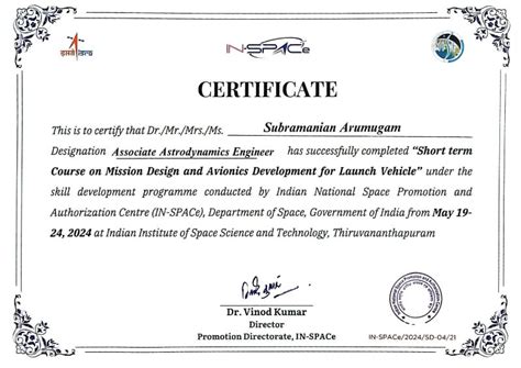 subramanian arumugam on linkedin missiondesign isro vssc inspace iist