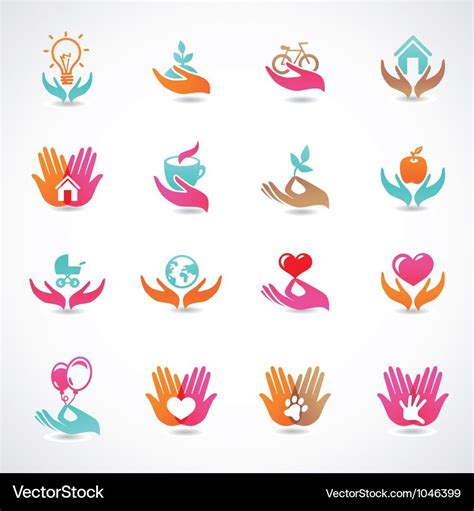 Giving Hands Symbol Colorful Love Symbol Design Hand And Heart Logo