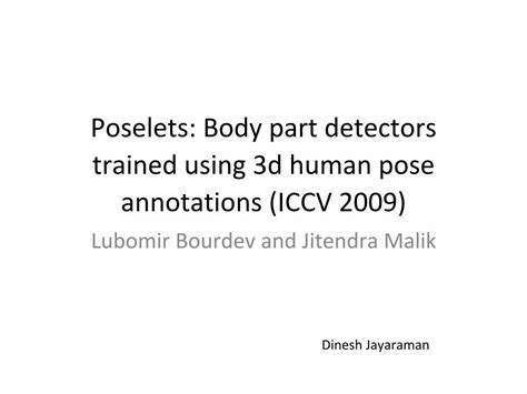 PDF Poselets Body Part Detectors Trained Using D Human Pose Cv Fall Slides Dinesh
