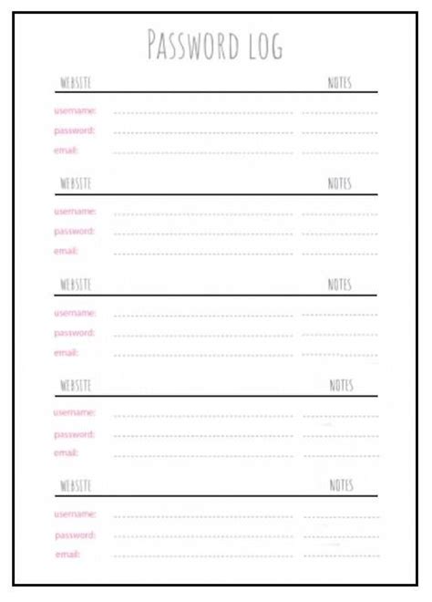 Password Cheat Sheet Printable Personal Password Tracker Printable