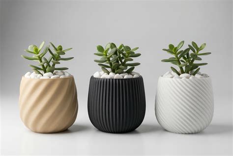 Organic Spiral Planter Trio Set Of 3 Planters Stl Files For 3d