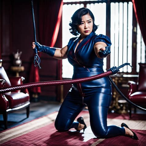 Big Asian Mom In Dark Blue And Maroon Latex Grabb By Masterberkant On Deviantart