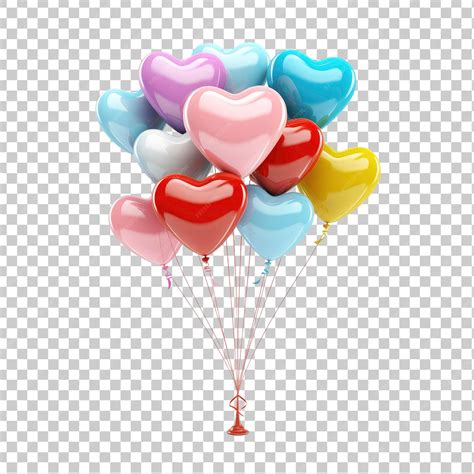Premium Psd 3d Love Shaped Balloon With Vibrant Colors Against