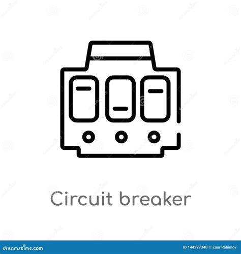 Outline Circuit Breaker Vector Icon Isolated Black Simple Line Element