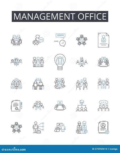 Management Office Line Icons Collection Administration Department