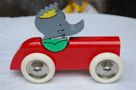 Babar The Elephant In A Red Car Wooden Toy 1989 Made In France Etsy
