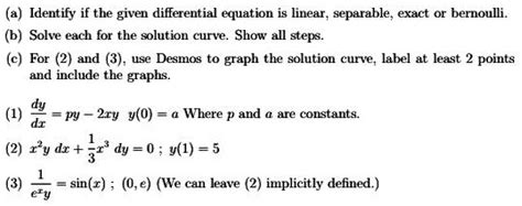 solved identify if the given differential equation is linear