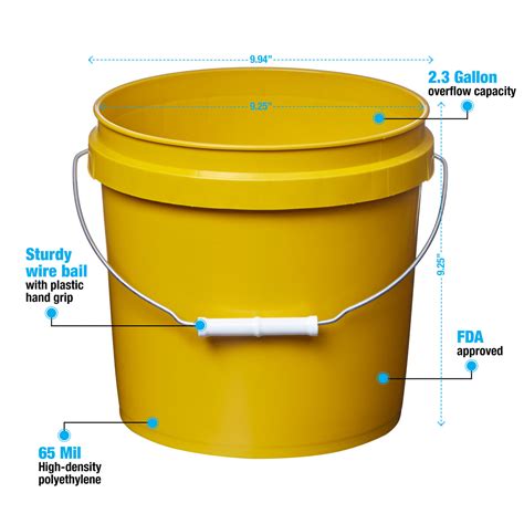 2 Gallon Pails Yellow Consolidated Plastics
