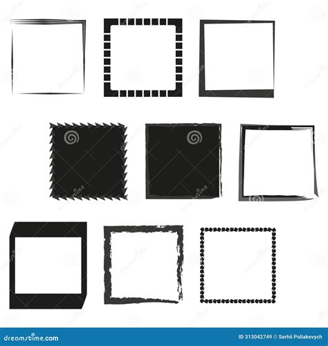 Collection Of Black Square Frames Various Border Designs Decoration Elements Set Vector