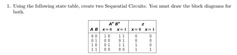 Solved 1 Using The Following State Table Create Two