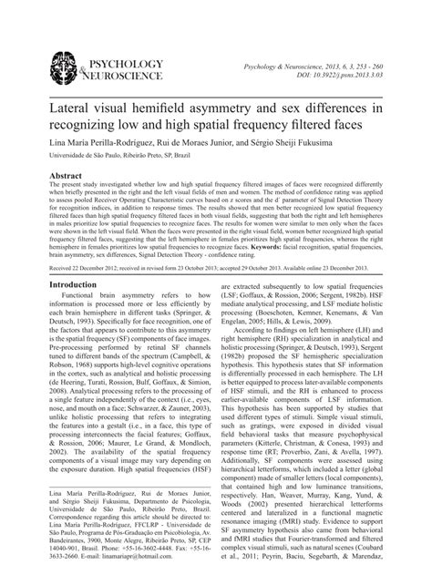 Pdf Lateral Visual Hemifeld Asymmetry And Sex Differences In