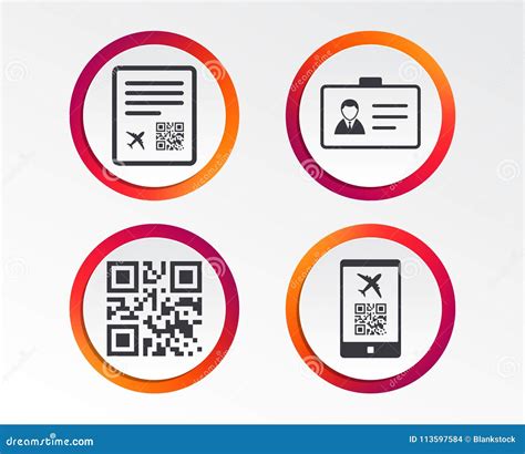 Qr Scan Code Icon Boarding Pass Flight Sign Stock Vector
