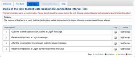 Market Data Session Re Connection Interval Test Order Session Re