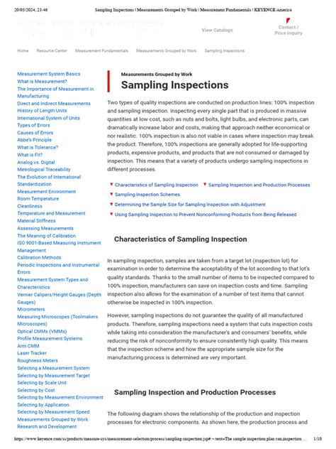Sampling Inspections Measurements Grouped By Work Measurement Fundamentals Keyence America