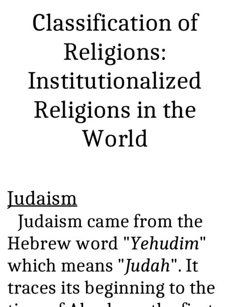 Classification Of Religions Pdf God Religious Faiths