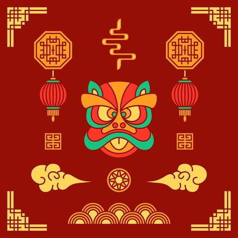 Set Of Chinese New Year Element On Flat Design 54693603 Vector Art At