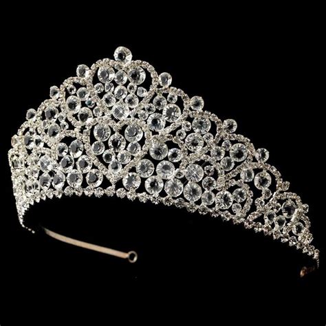 Regal Silver Clear Heart Cz Rhinestone Royal Bridal Wedding Prom