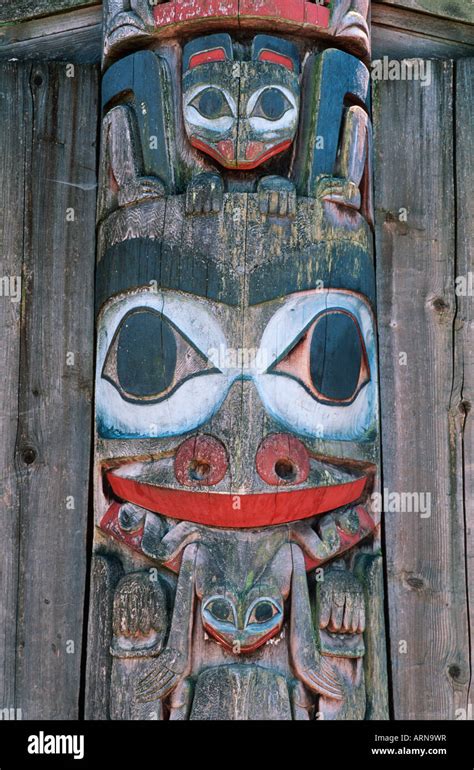 Totem Pole Detail From Ubc Museum Of Anthropology Hi Res Stock
