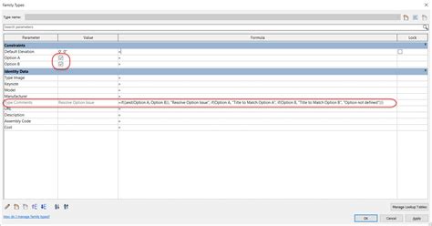 constrain text values with yes no parameters in revit
