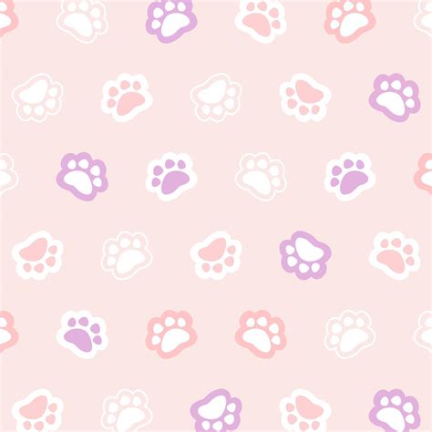 Seamless Vector Pattern With Paw Cat On A Pink Background 17480407