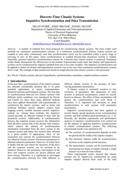 Pdf Discrete Time Chaotic Systems Impulsive Synchronization And Data Transmission