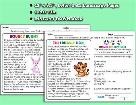 1st Grade Reading Comprehension Worksheets 31 First Grade Story