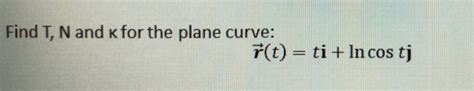 Solved Find T N And For The Plane Curve R T Ti In Cos Chegg