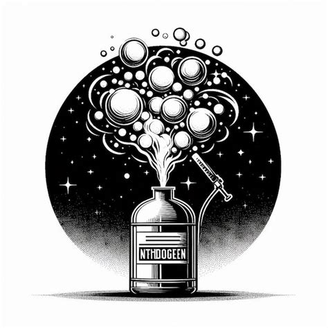 Liquid Nitrogen Silhouette Line Art Vector Illustration On White