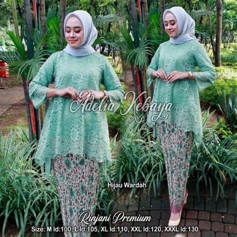 Jual SET KEBAYA BROKAT JUMBO LD WARNA HIJAU WARDAH KEBAYA BLOUSE MODERN SETELAN WARDAH