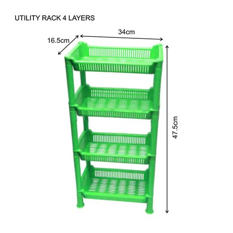 Green Ware 4 Layer Utility Rack Multi Function Storage Shelves Organizer Greenware Shopee