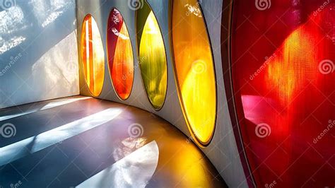 Vibrant Colored Panels In A Modern Interior Space Stock Illustration